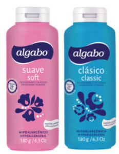 ALGABO TALCO ROSA Y CELESTE X 180 | Distribuidora Carla