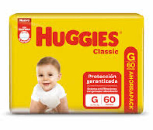 HUGGIES CLASSIC AMARILLO TRIPLE PROTECCION G X 60 | Distribuidora Carla